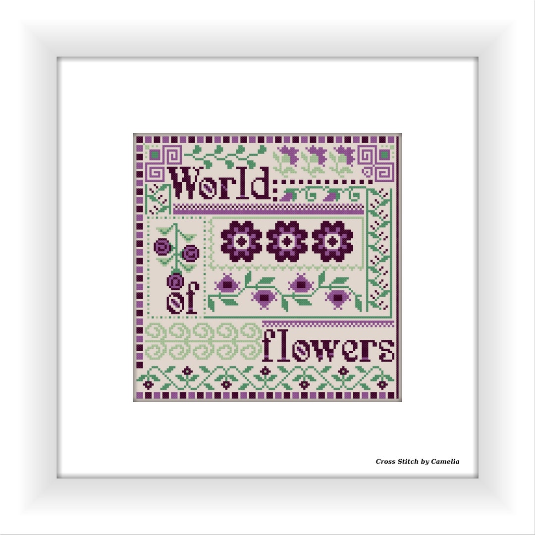 World of Flowers Floral Sampler Counted Cross Stitch Pattern DIY Cross ...