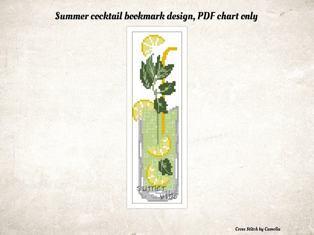 Summer Cocktail Bookmark Design DIY Bookmark Counted Cross Stitch ...