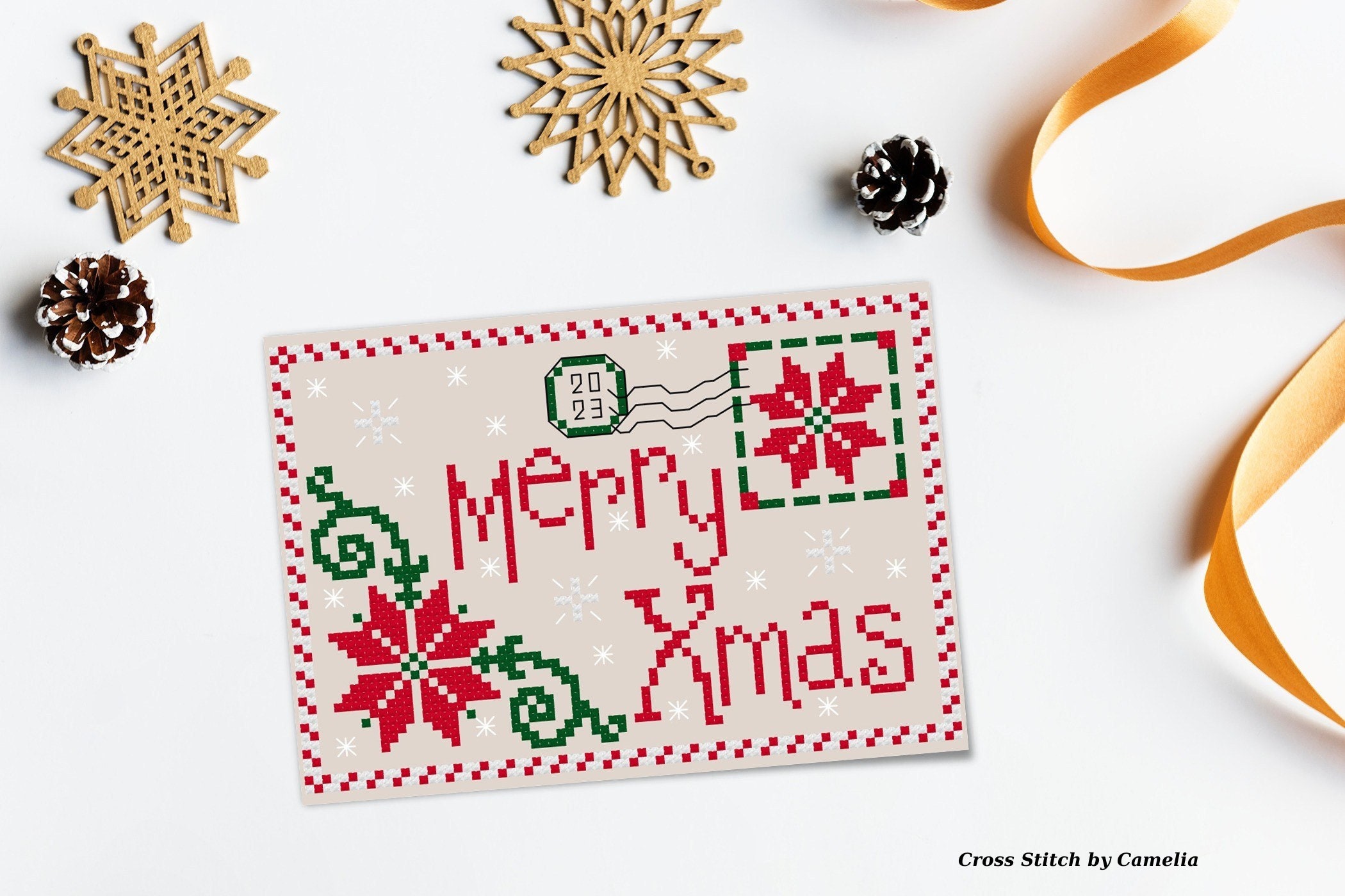 2023 Christmas Card Cross Stitch Pattern PDF Xmas Cross Stitch Instant ...