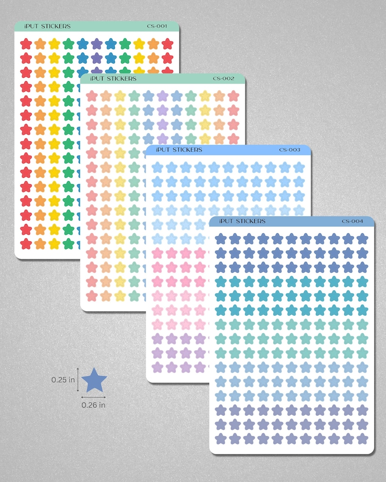 Micro Colorful Star Stickers for Planners, Organizers, Dot Grid ...