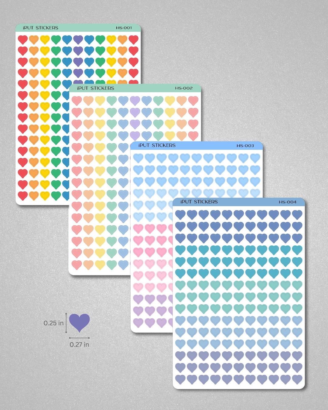 Micro Colorful Heart Stickers for Planners, Organizers, Dot Grid ...