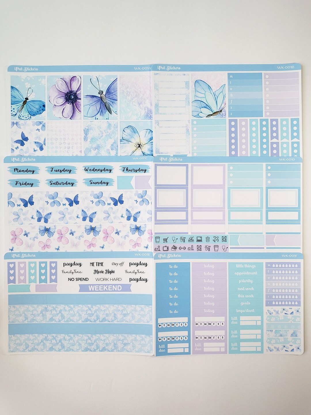 Blue Butterfly Planner Stickers • Weekly Spread Kit for Erin Condren ...