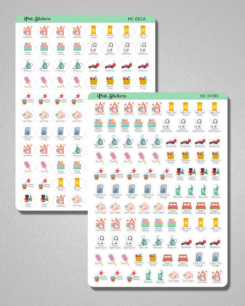 Daily Household Cleaning Chores Stickers for Organizers Journals ...
