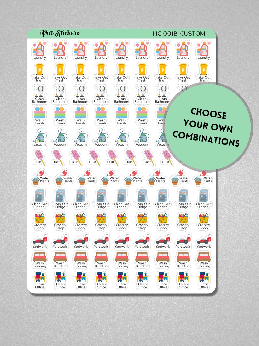 Custom Daily Household Cleaning Chores Stickers for Organizers Journals ...