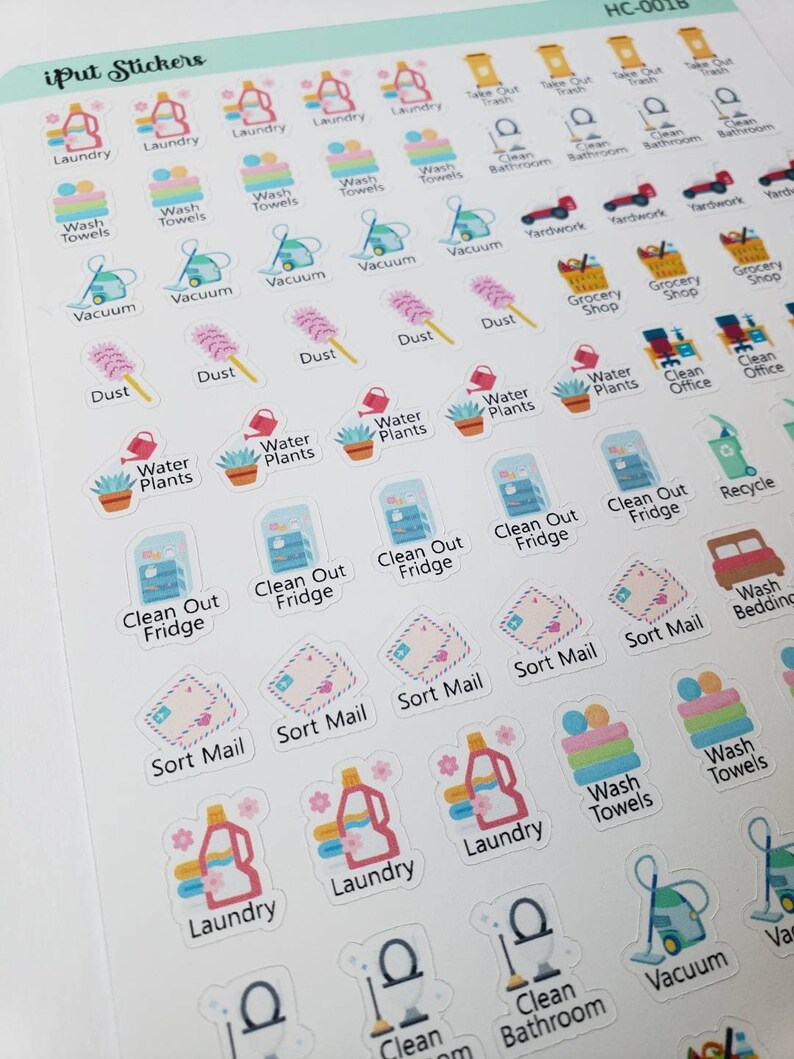 Daily Household Cleaning Chores Stickers for Organizers Journals ...