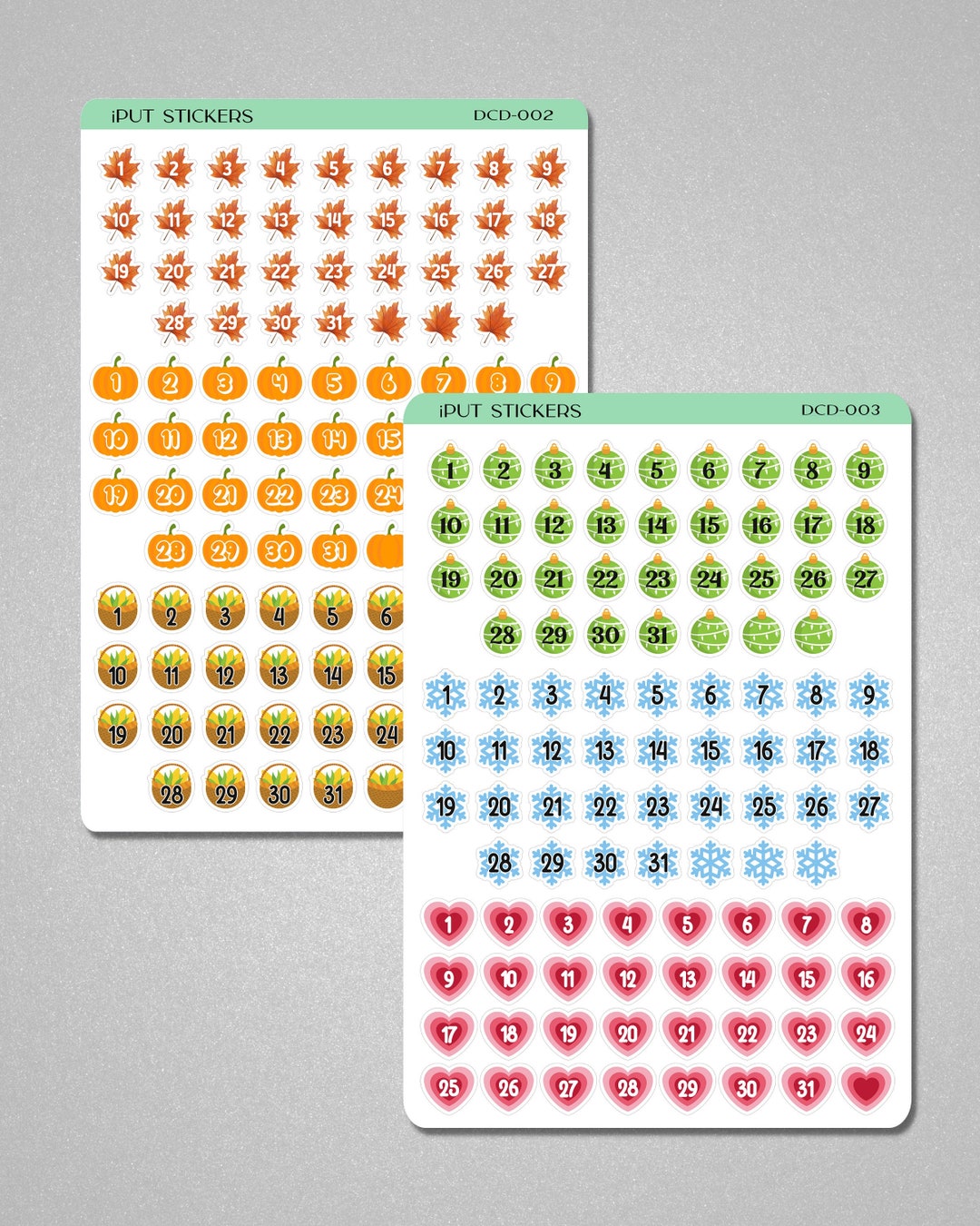 Seasonal Planner Date Dots • Numbered Date Dots Cover Stickers for ...