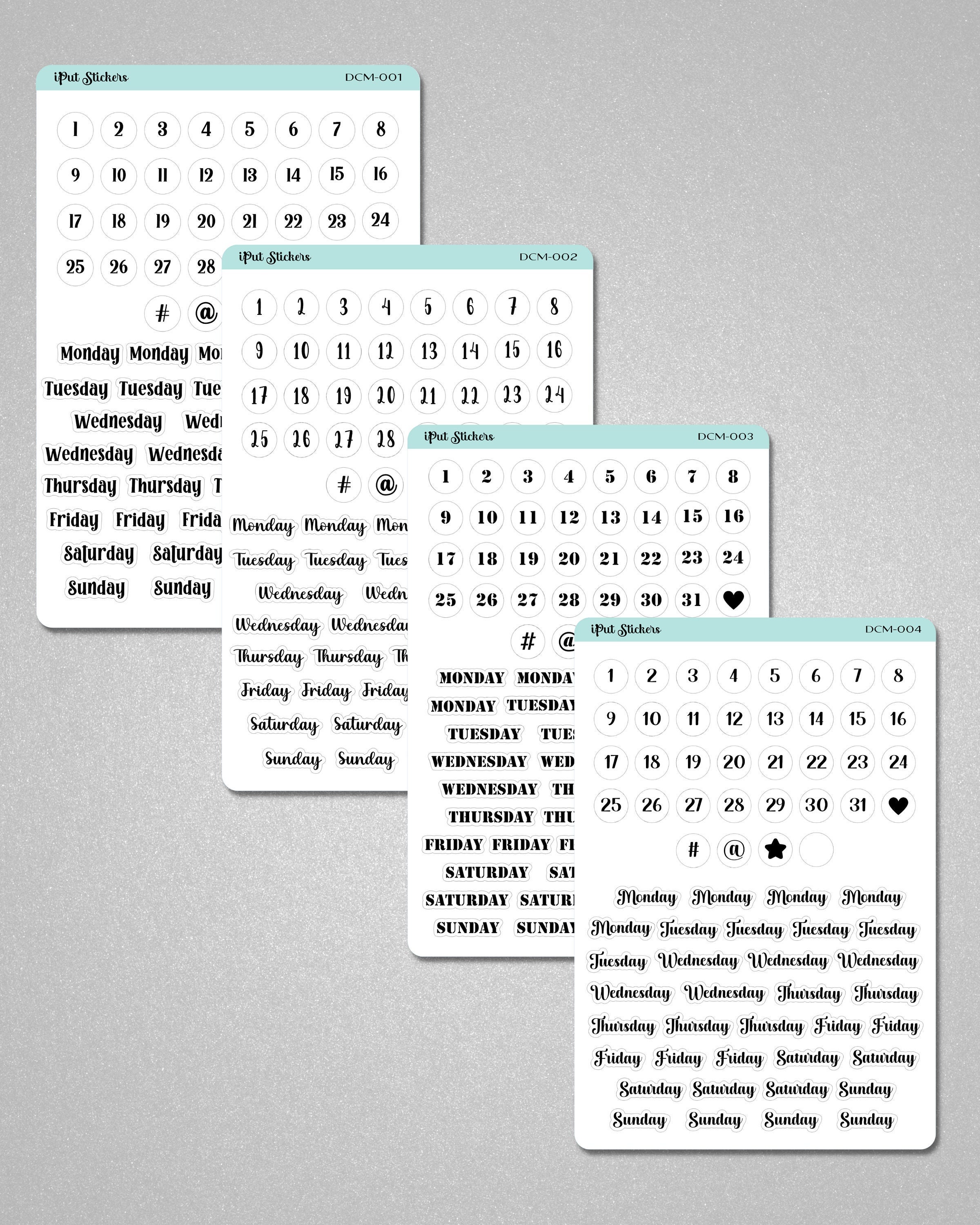 Planner Date Dots Numbered Date Dots and Days Cover Stickers - Etsy