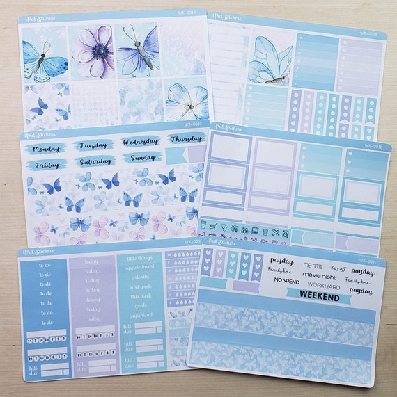 Blue Butterfly Planner Stickers Weekly Spread Kit for Erin - Etsy