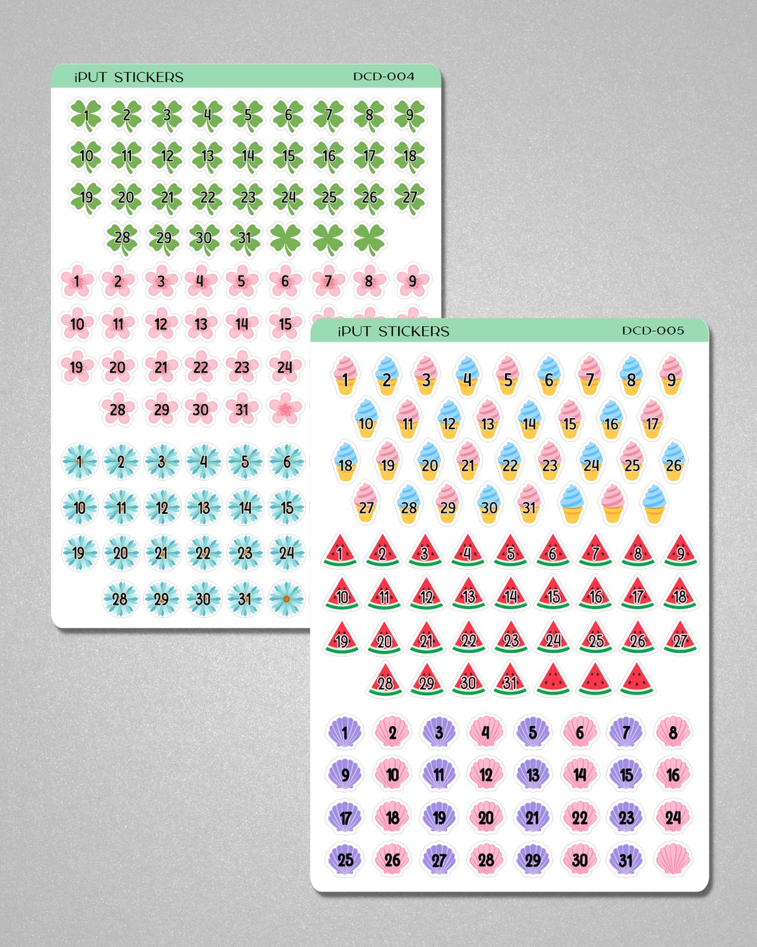 Seasonal Planner Date Dots, Spring Summer Date Dot Stickers, Numbered ...