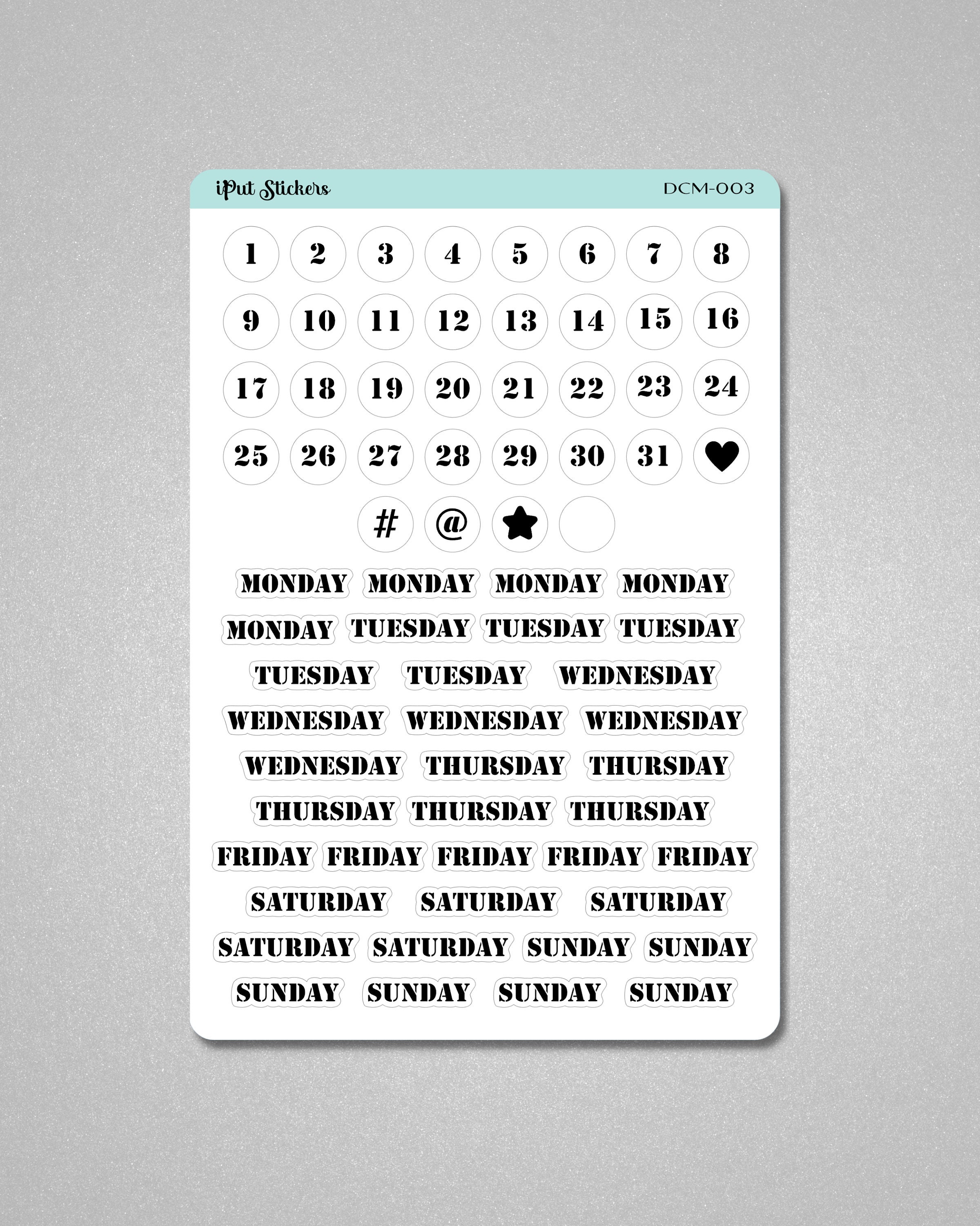 Planner Date Dots Numbered Date Dots and Days Cover Stickers - Etsy