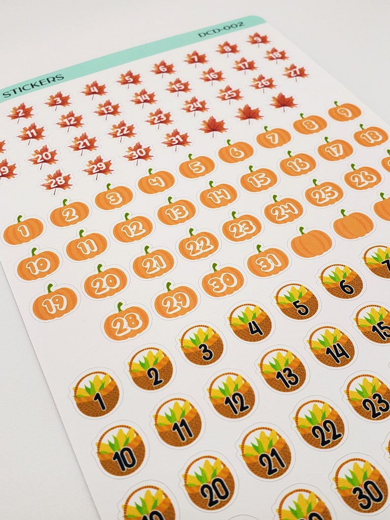 Seasonal Planner Date Dots Numbered Date Dots Cover Stickers - Etsy