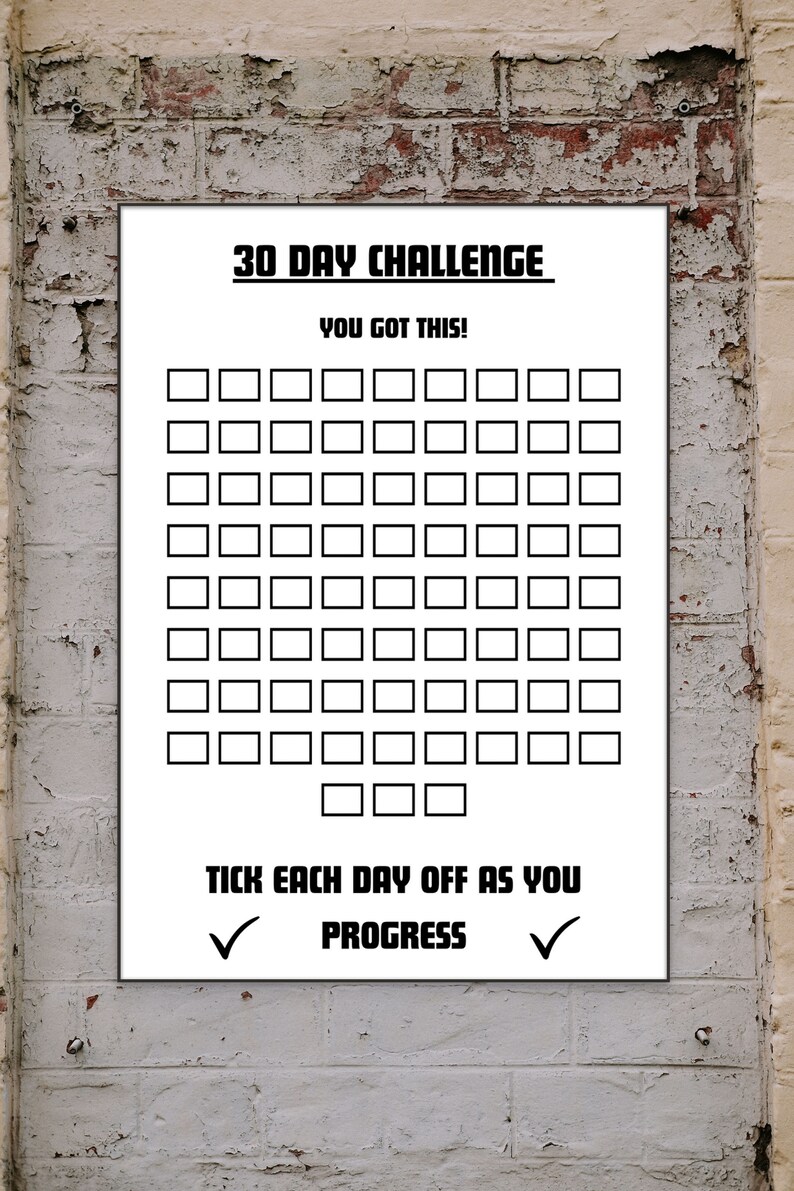 30 Day Challenge Tracker | A4 | Instant Download PDF OR Physical Copy ...