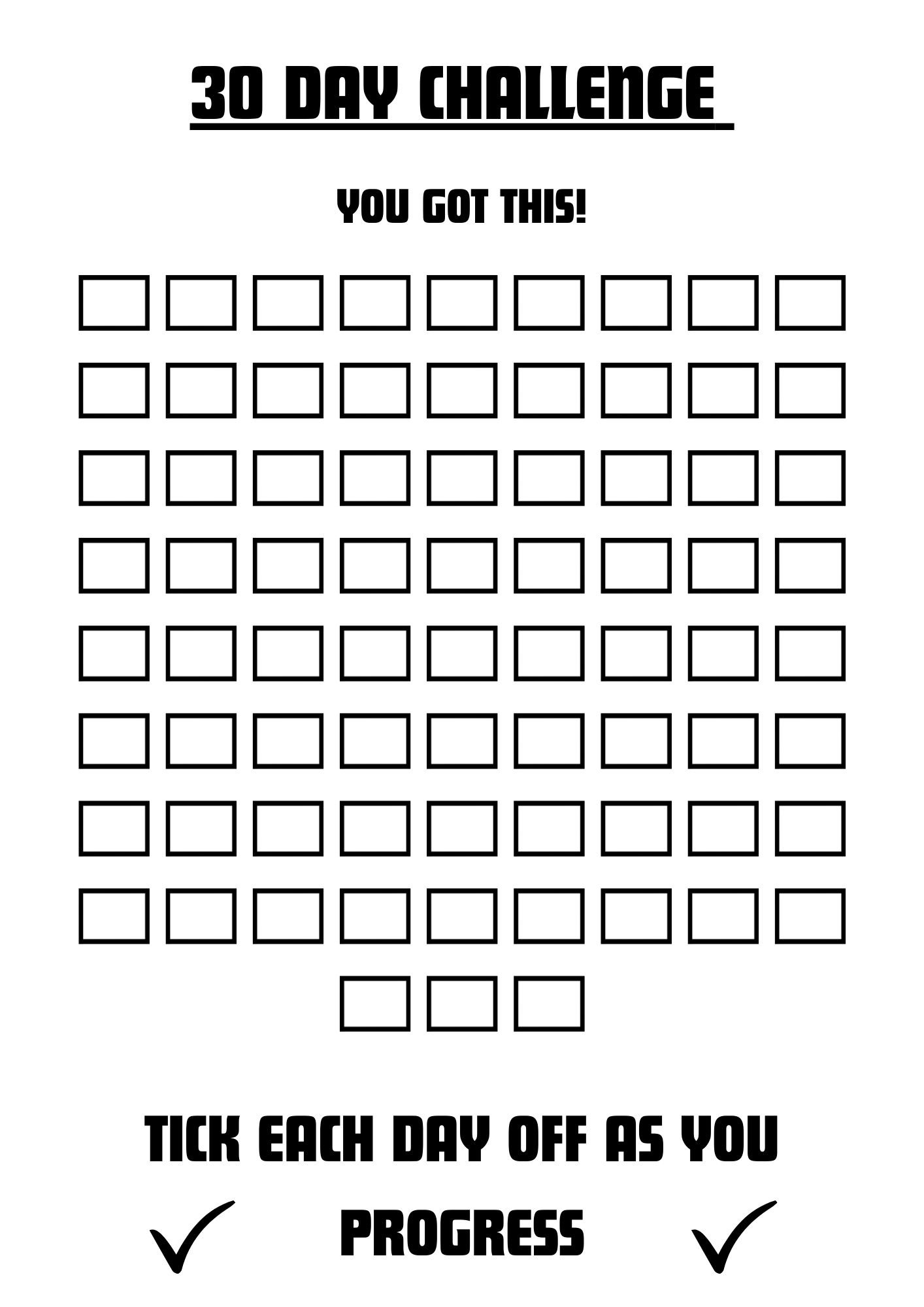 30 Day Challenge Tracker | A4 | Instant Download PDF OR Physical Copy ...