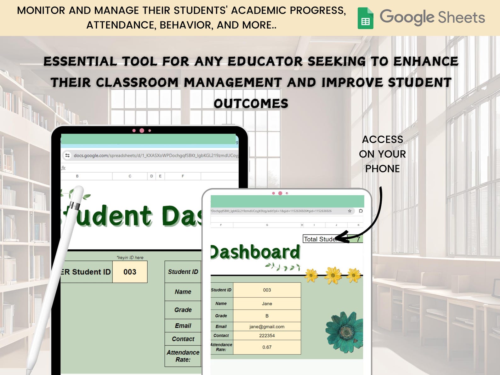 Student Overview Dashboard, Teacher Tracker Spreadsheet, Google Sheet ...