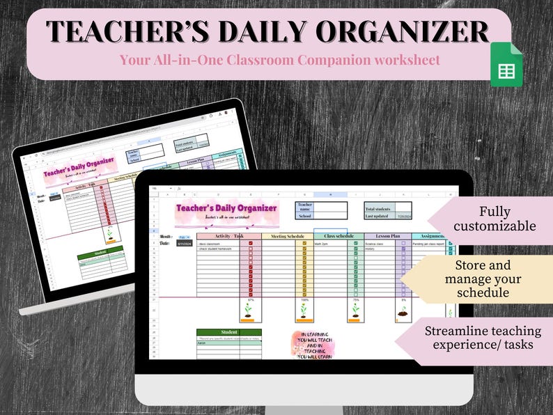 Teacher Planner Spreadsheet: Google Sheets Teacher Organizer (digital ...