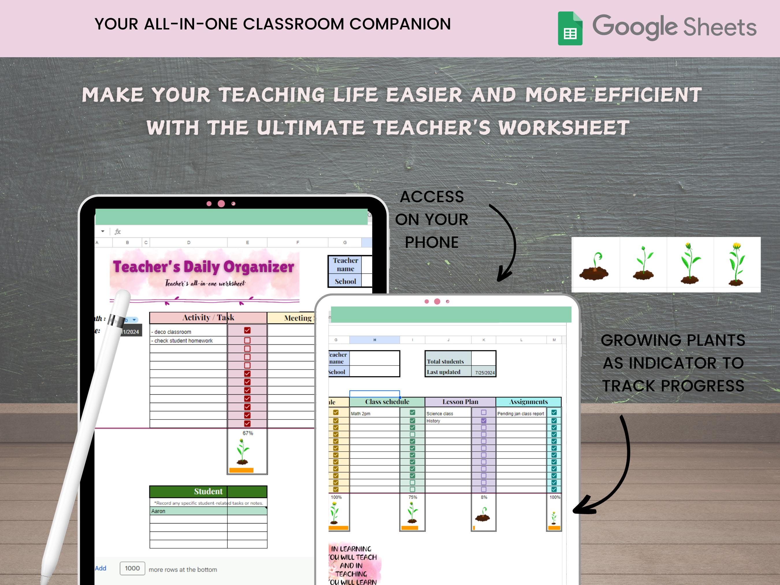 Teacher Tracker Spreadsheet, Teacher Planner, Google Sheets, Teacher ...