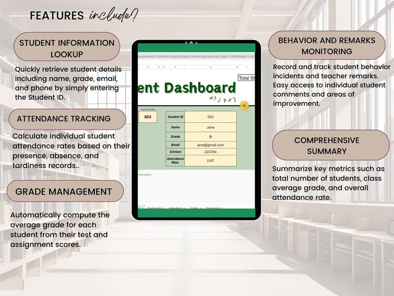 Student Overview Dashboard: Teacher Google Sheet Tracker (digital ...
