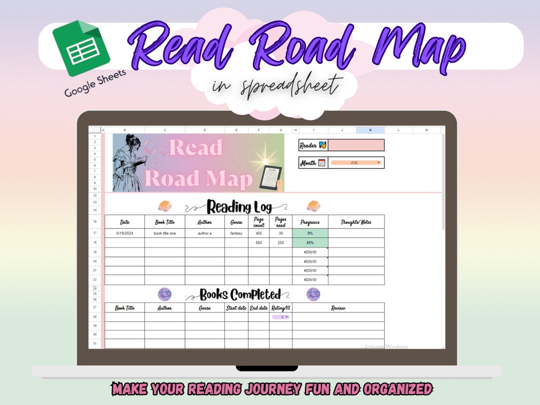 Reading Tracker, Spreadsheet, Google Sheet Dashboard, Reading Dashboard ...