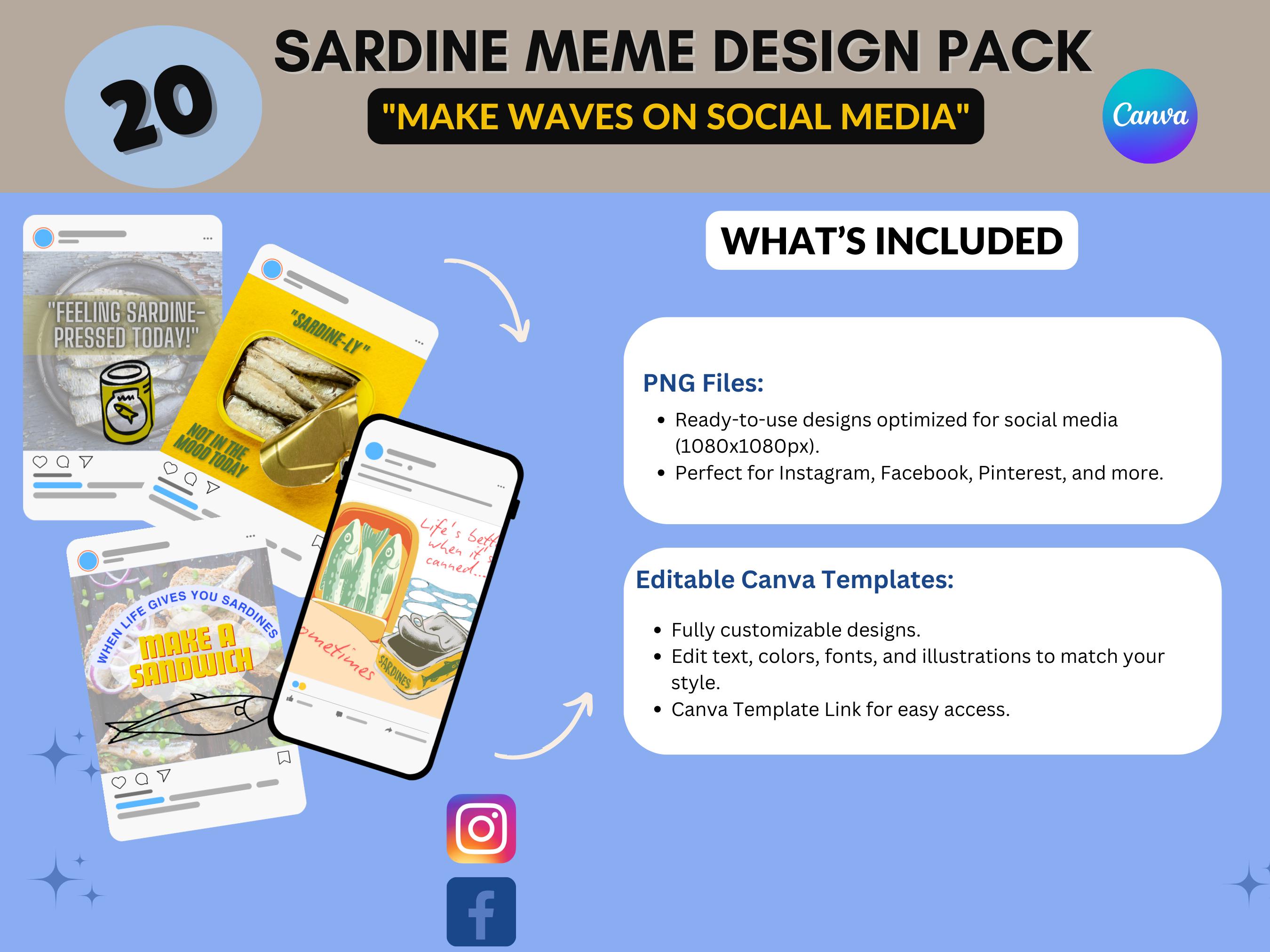 Sardine Meme Templates | Editable Canva Templates and PNG Files | Funny ...