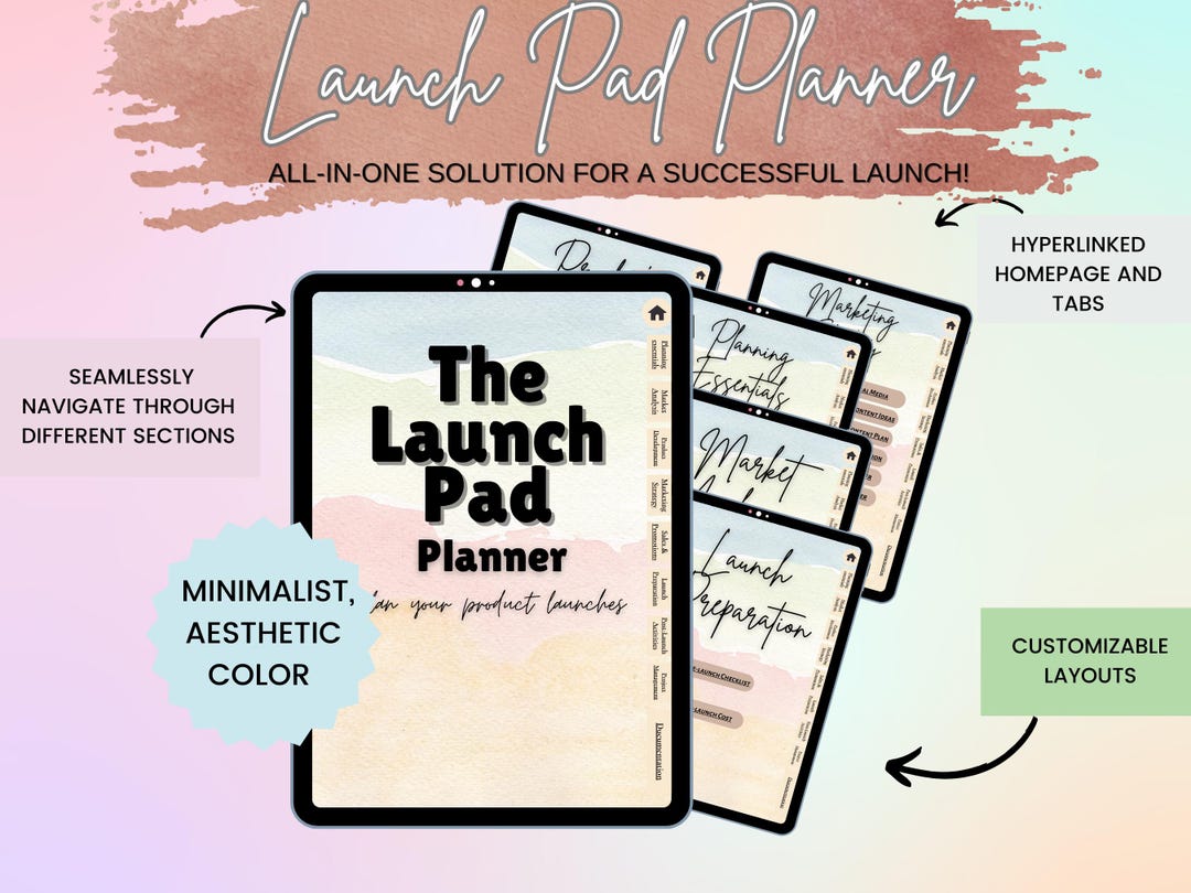 Digital Product Launch Planner, Hyperlinked All-in-one Planner ...