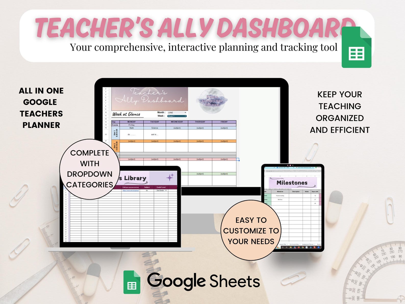 Ultimate Teacher Planner Spreadsheet, Teacher's Tracker, Teacher's ...