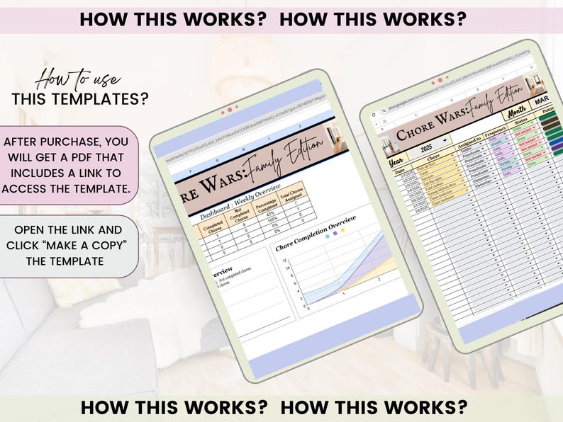 Household Chore Tracker | Chore Chart Spreadsheet & Task Organizer for ...