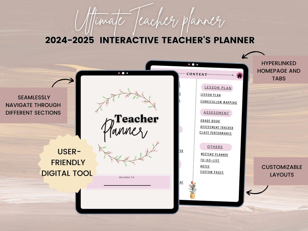 Digital Teacher Planner, Hyperlink Clickable iPad Teacher Planner ...