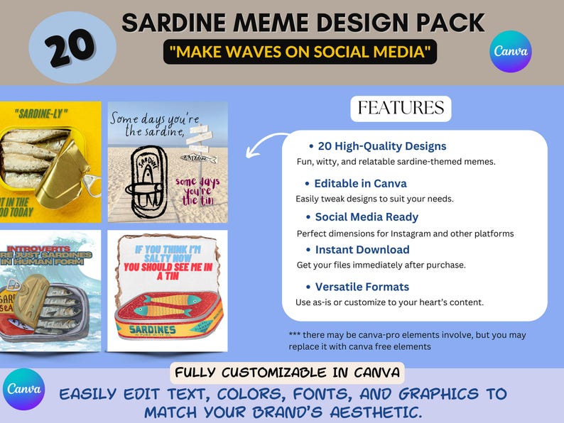 Sardine Meme Templates | Editable Canva Templates and PNG Files | Funny ...