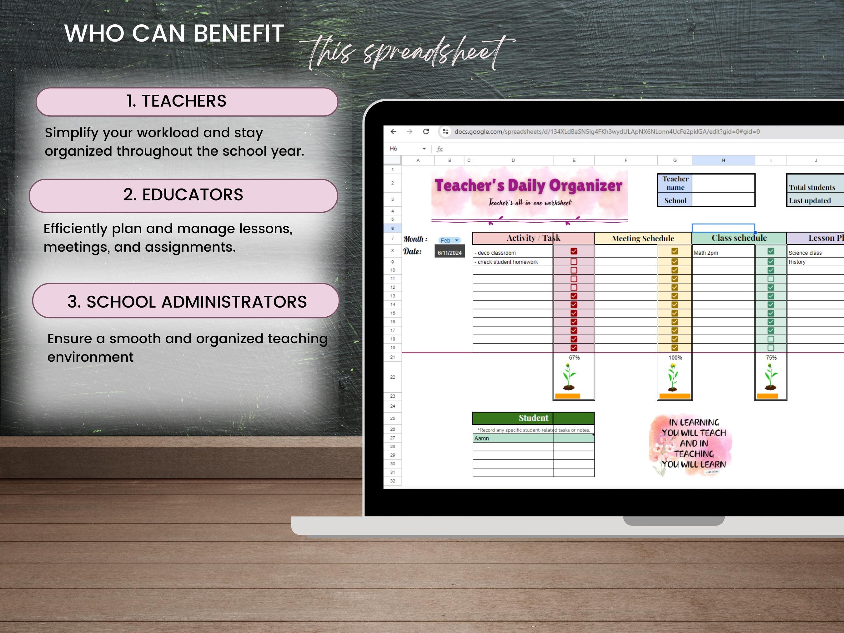 Teacher Tracker Spreadsheet, Teacher Planner, Google Sheets, Teacher ...