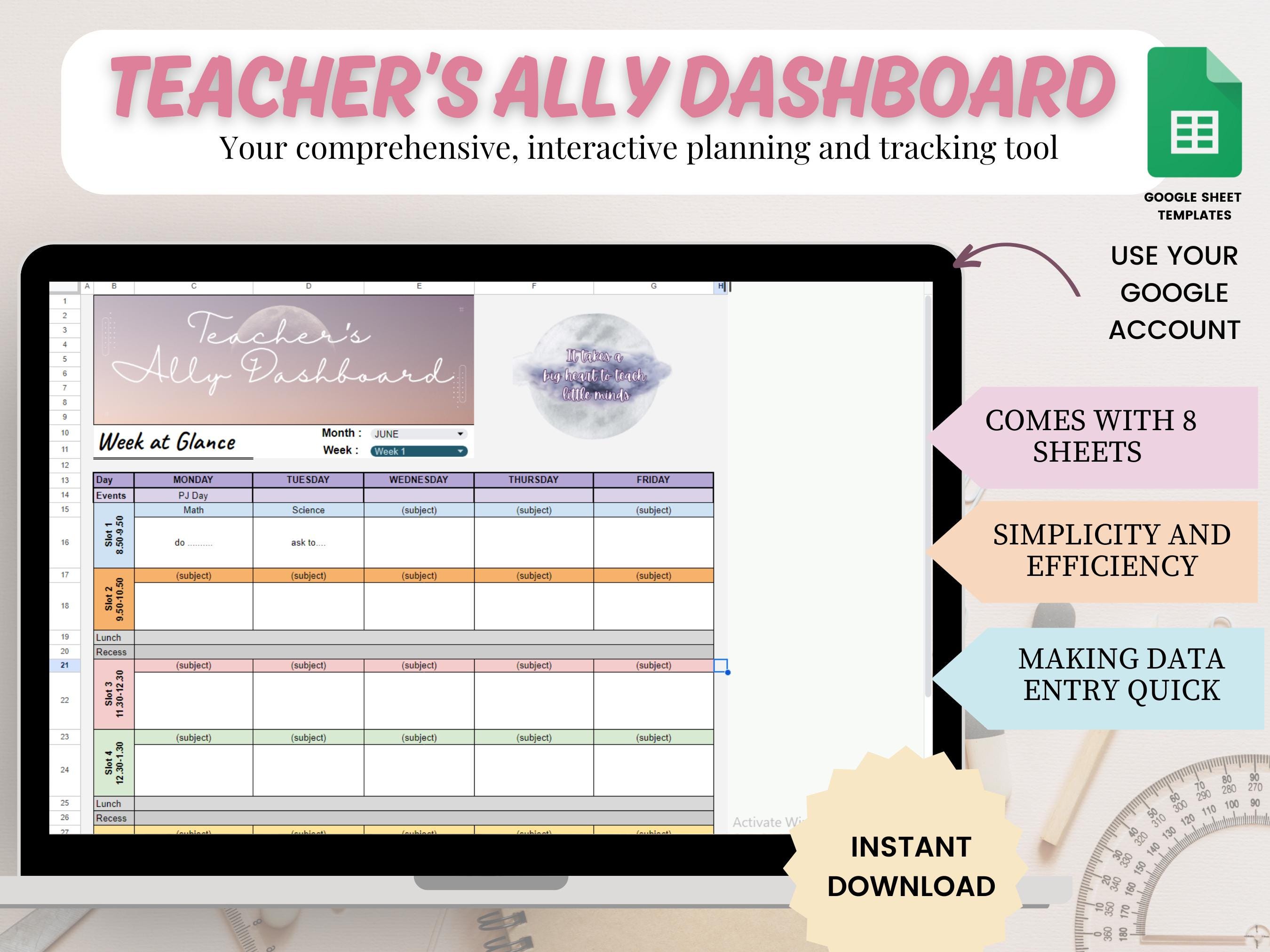 Ultimate Teacher Planner Spreadsheet, Teacher's Tracker, Teacher's ...