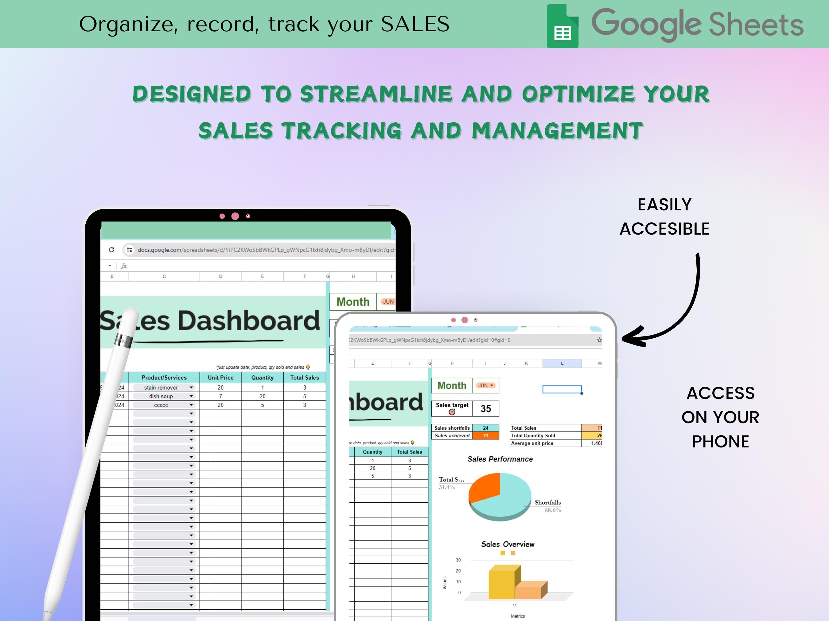 Sales Tracking Spreadsheet | Sales Dashboard | Sales Planner| Google ...