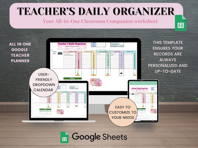 Teacher Planner Spreadsheet: Google Sheets Teacher Organizer (digital ...