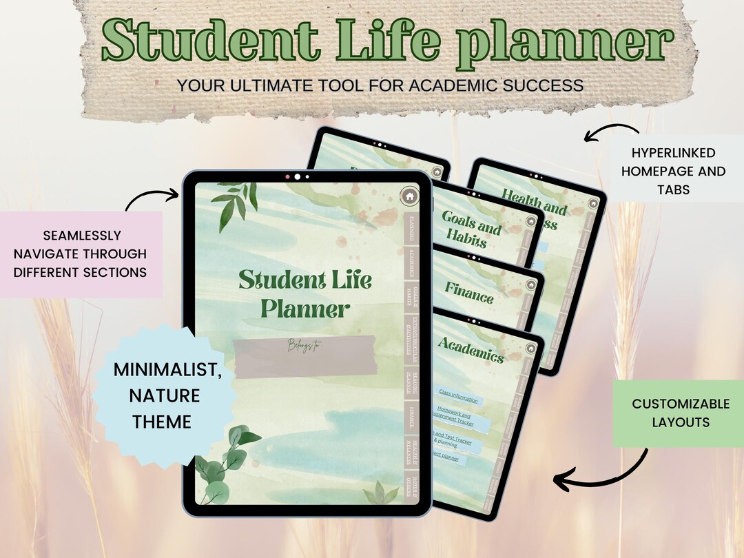Digital Student Planner, Academic Planner, Hyperlinked All-in-one ...