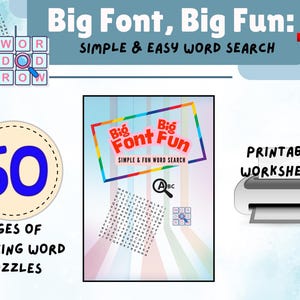 Large Print Word Search: 50 Easy Puzzles for Seniors & Kids (PDF) - Etsy