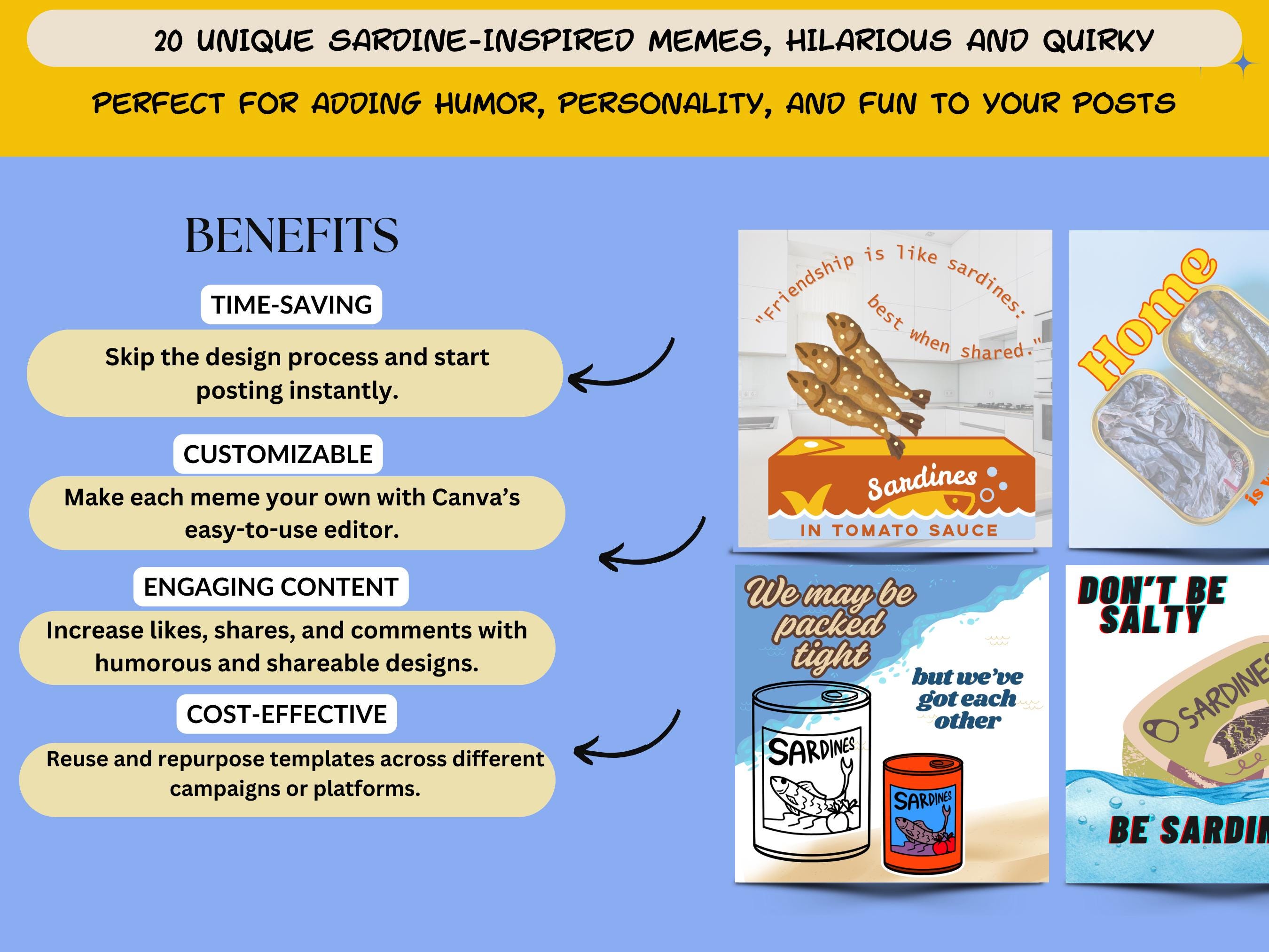 Sardine Meme Templates | Editable Canva Templates and PNG Files | Funny ...