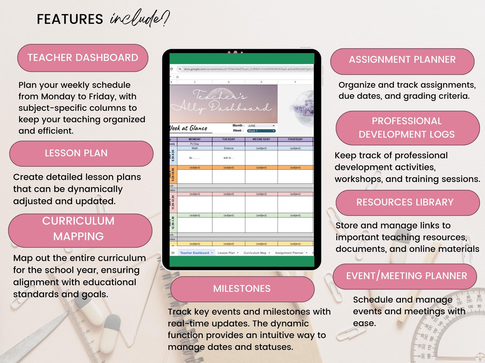Ultimate Teacher Planner Spreadsheet, Teacher's Tracker, Teacher's ...