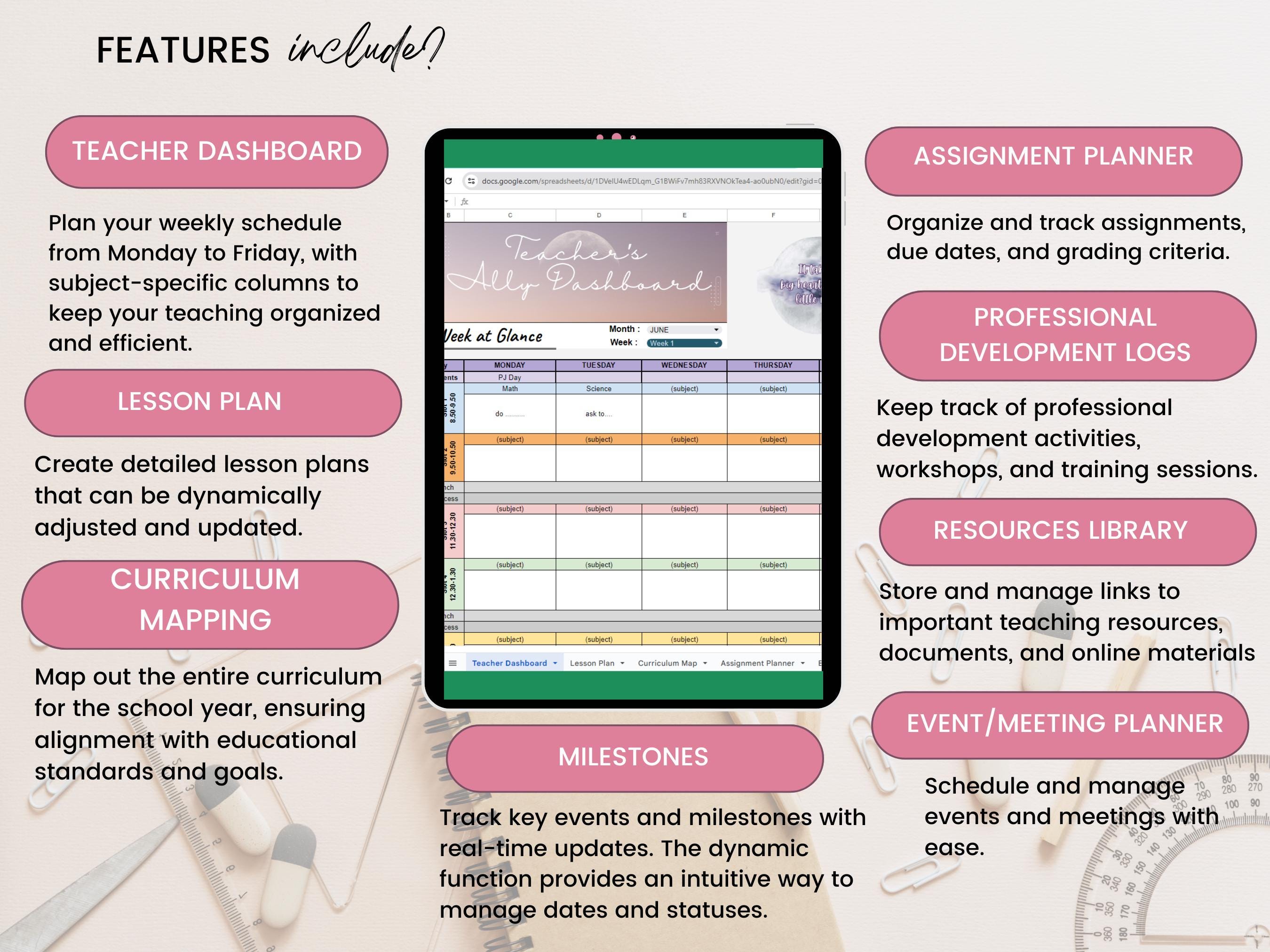 Ultimate Teacher Planner Spreadsheet, Teacher's Tracker, Teacher's ...