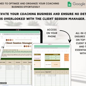 Client Session Tracker Spreadsheet, CRM, Client Management Google ...