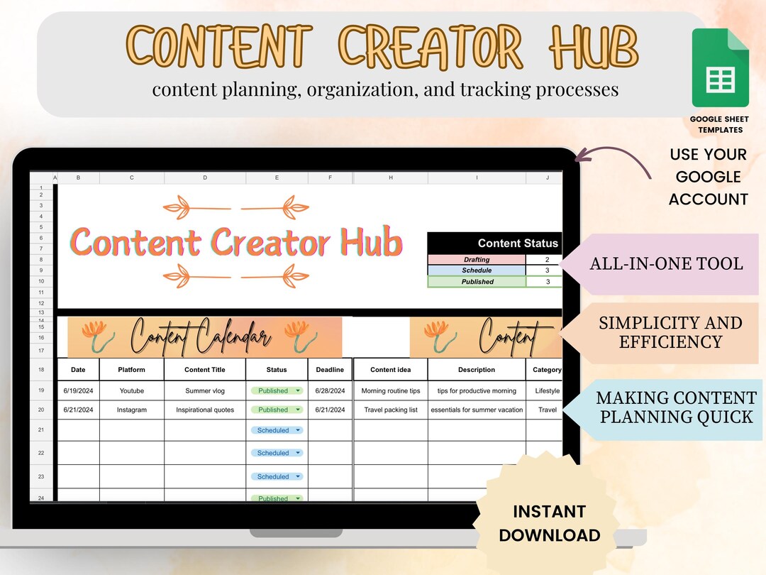 Ultimate Social Media Planner: Content Calendar & Tracker Spreadsheet ...