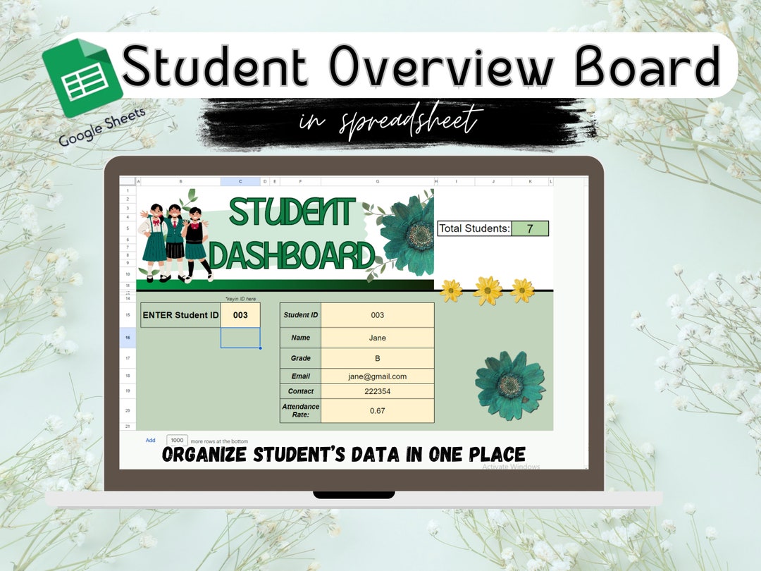 Student Overview Dashboard, Teacher Tracker Spreadsheet, Google Sheet ...