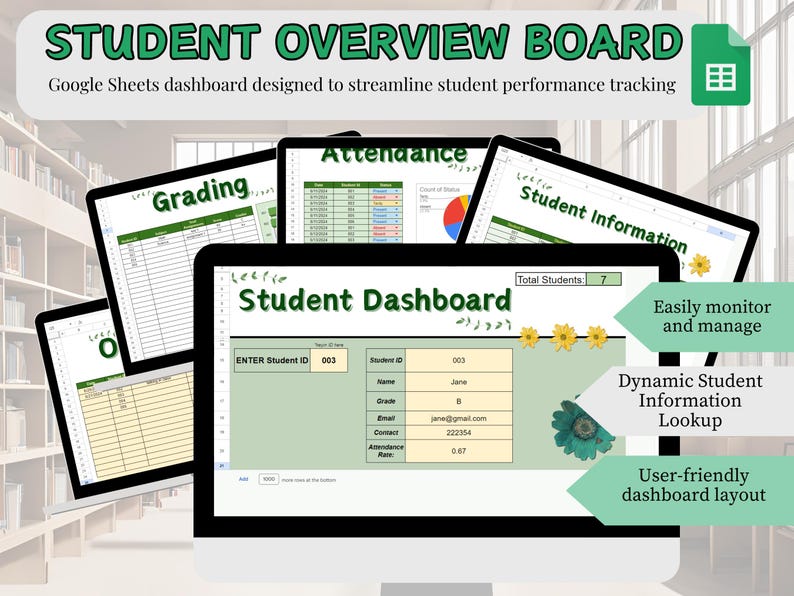 Student Overview Dashboard, Teacher Tracker Spreadsheet, Google Sheet ...