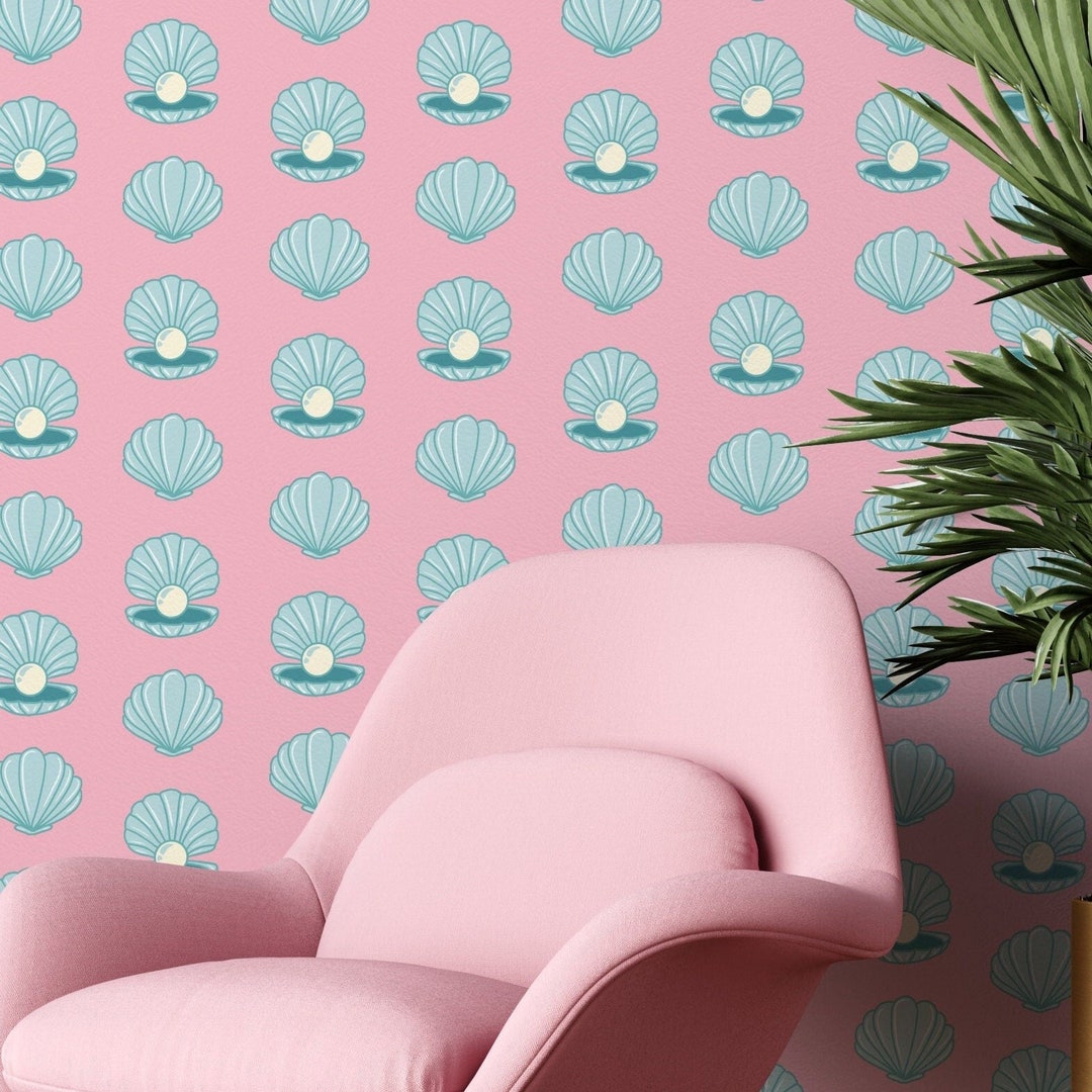 Pink Shell Peel and Stick Wallpaper: Removable Vinyl Canvas - Etsy