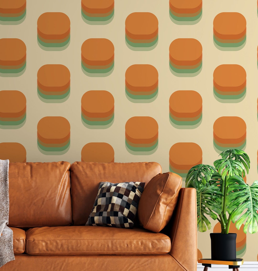 70s Funky Wallpaper, Colorful Wallpaper, Vintage Removable Wallpaper ...