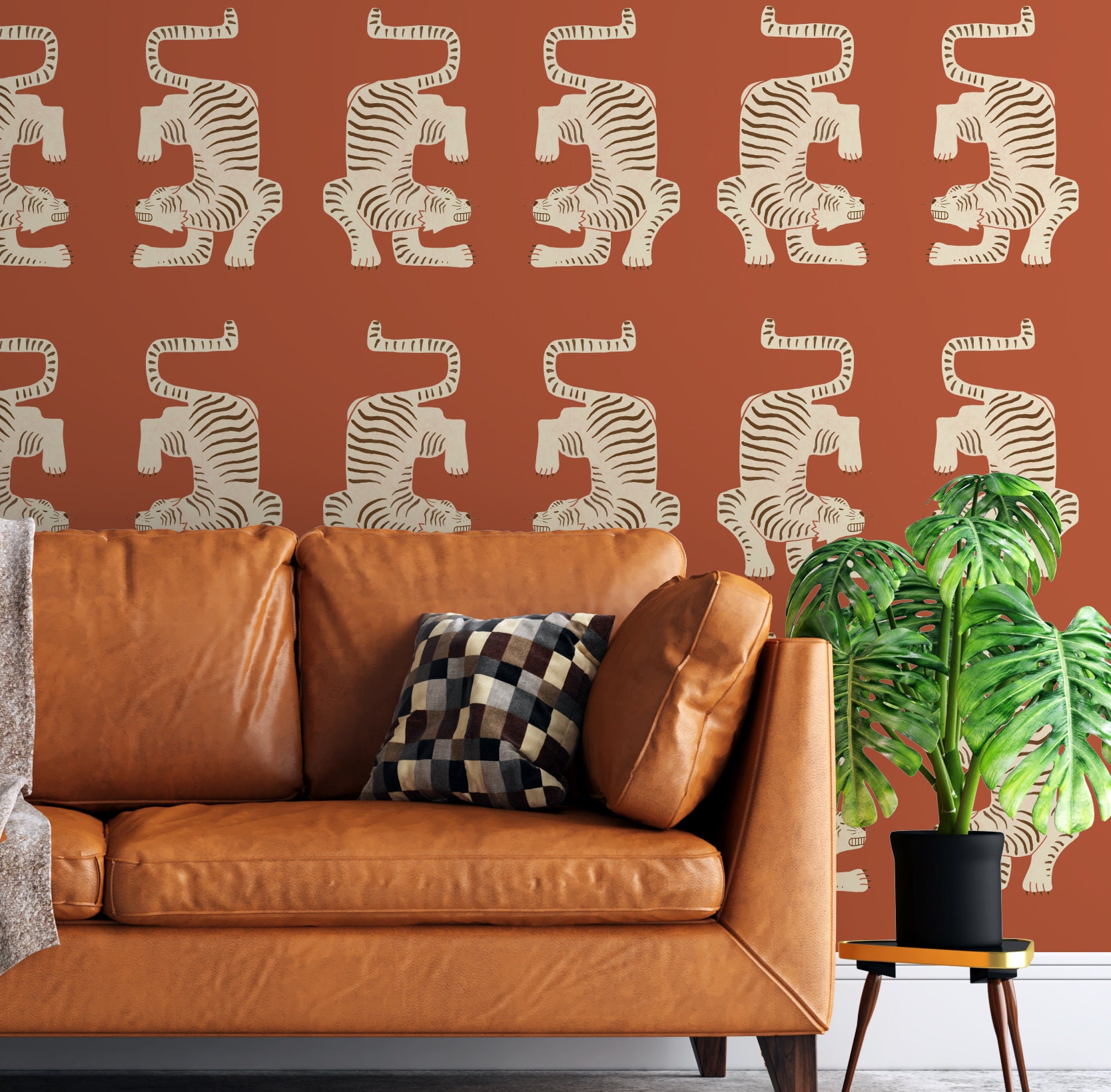 Tiger Wallpaper Aztec Tiger Peel and Stick Wallpaper Vintage - Etsy