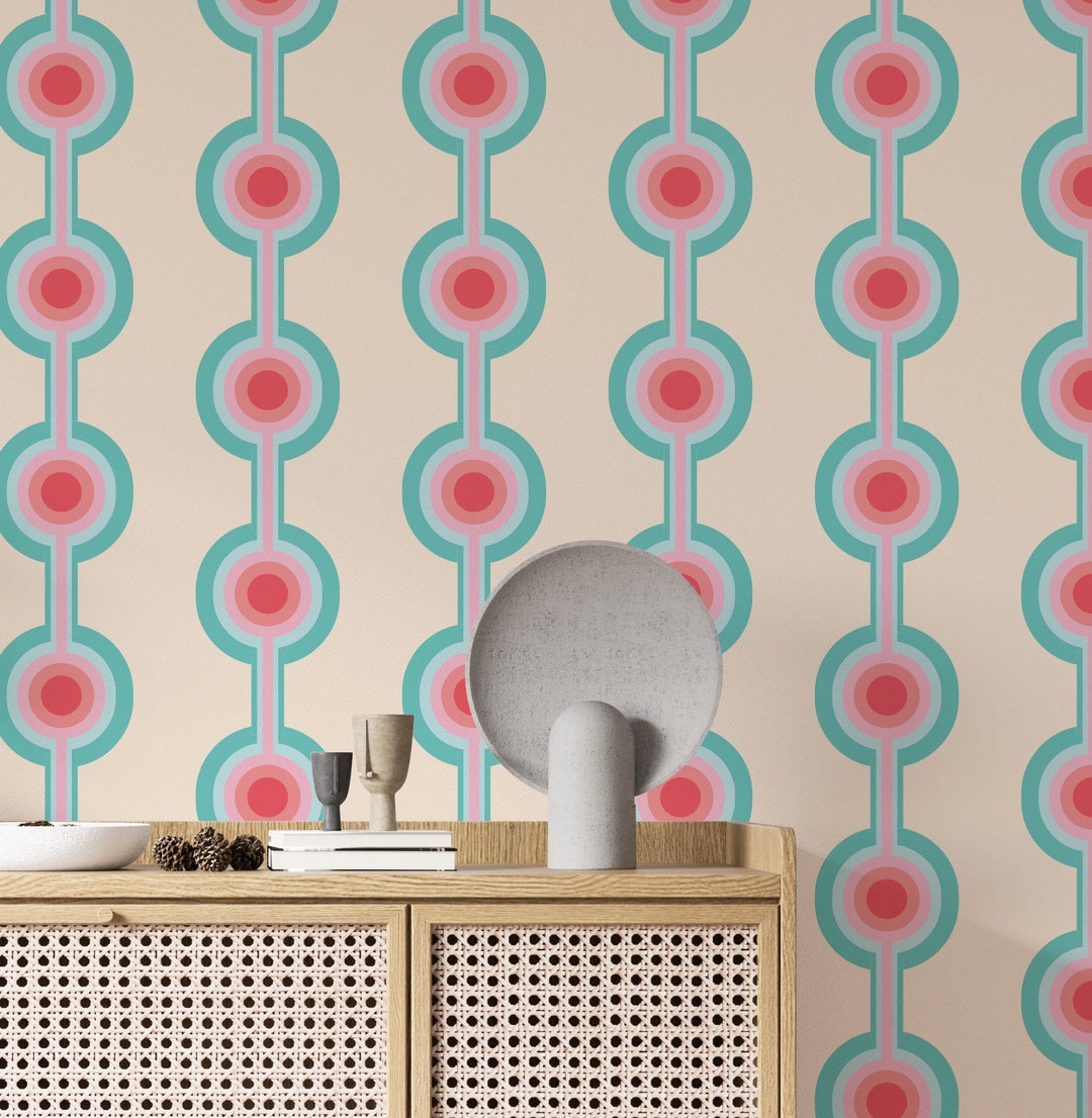 Funky Retro Pattern Wallpaper, Colorful Rainbow Wallpaper, Vintage ...