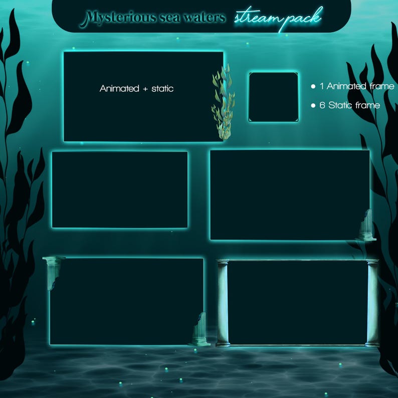 Underwater Stream Overlay | Dark Fantasy Mermaid Vtuber Pack | Animated ...