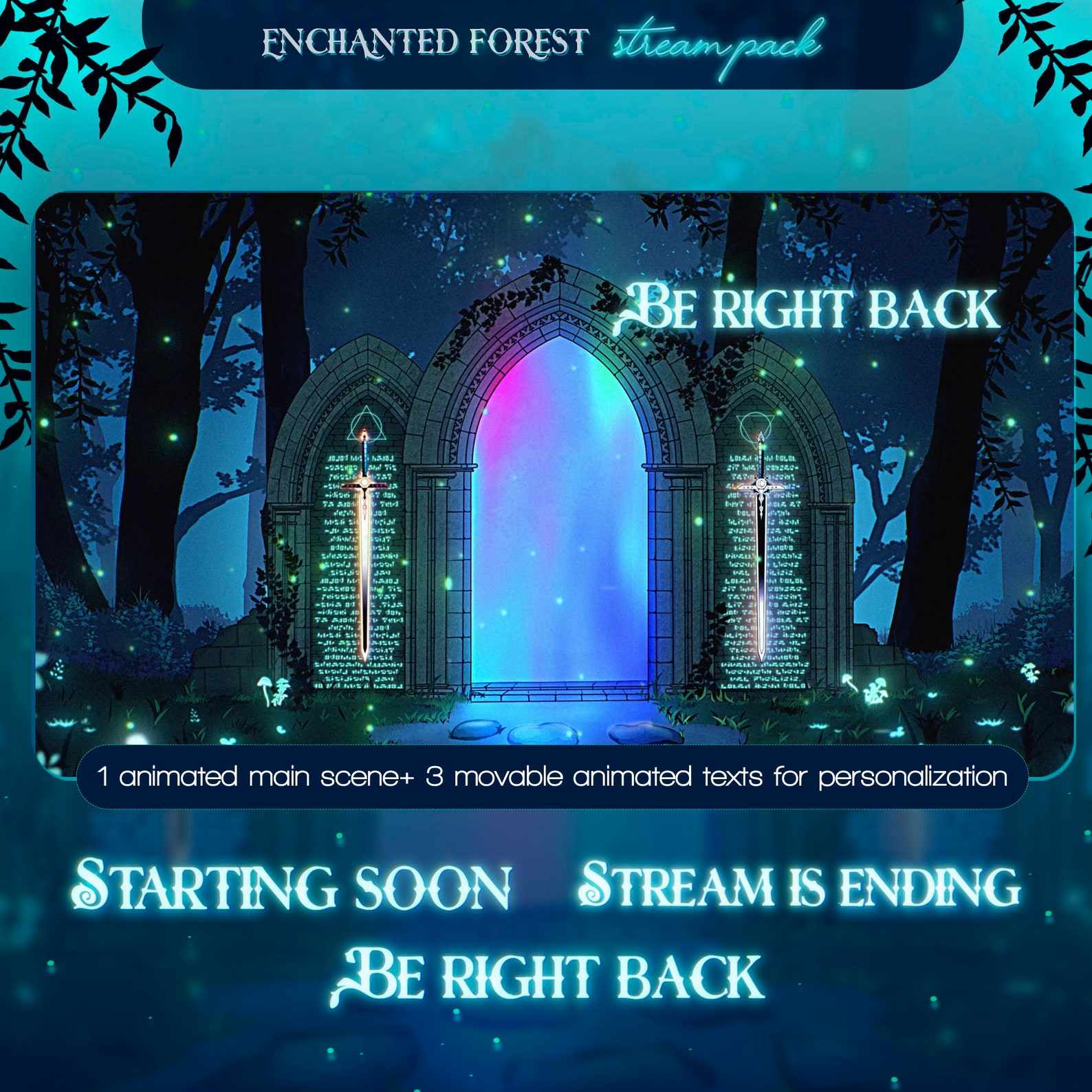 Enchanted Forest Stream Overlay Pack Dark fantasy Twitch Aesthetic ...