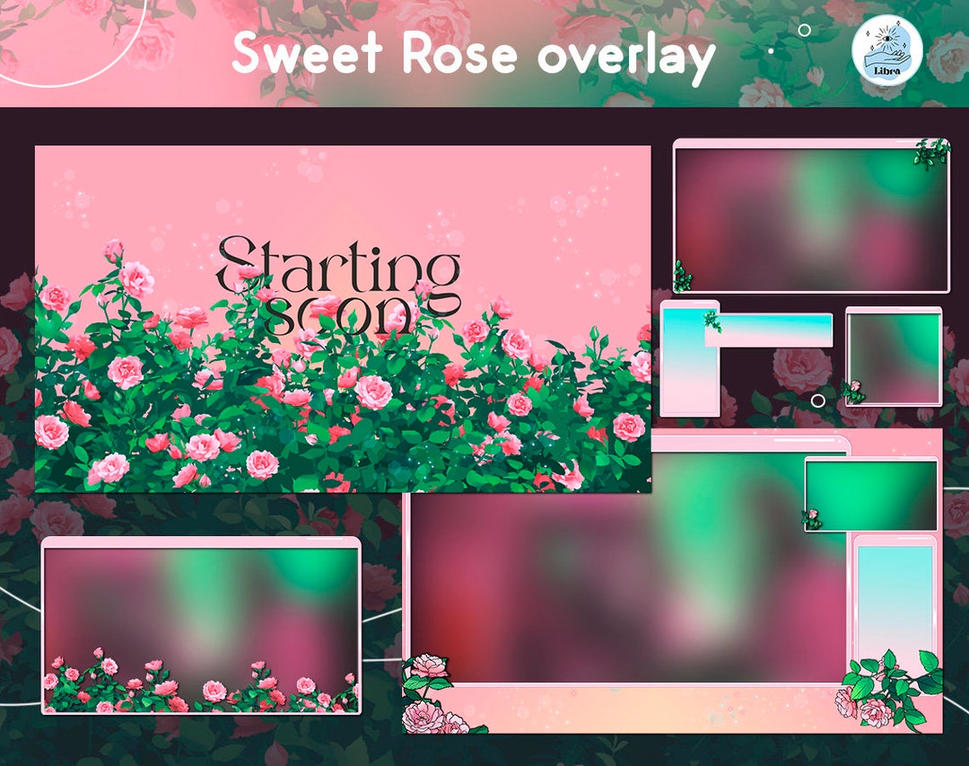 Sweet Rose Stream Overlay Animated Twitch Overlay Pack, Streaming Decor ...