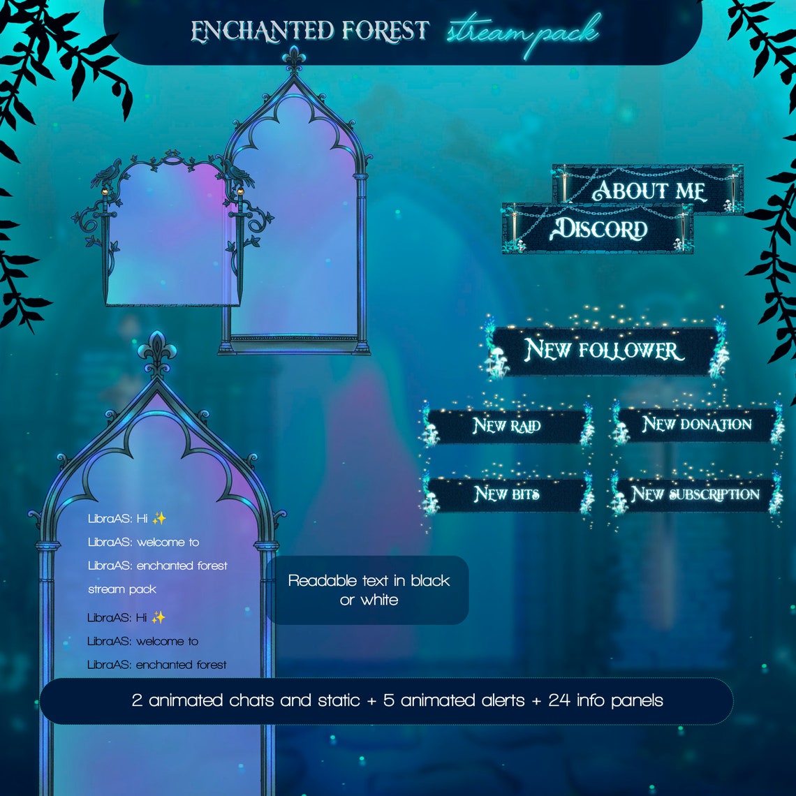 Enchanted Forest Stream Overlay Pack - Dark fantasy Twitch Aesthetic ...