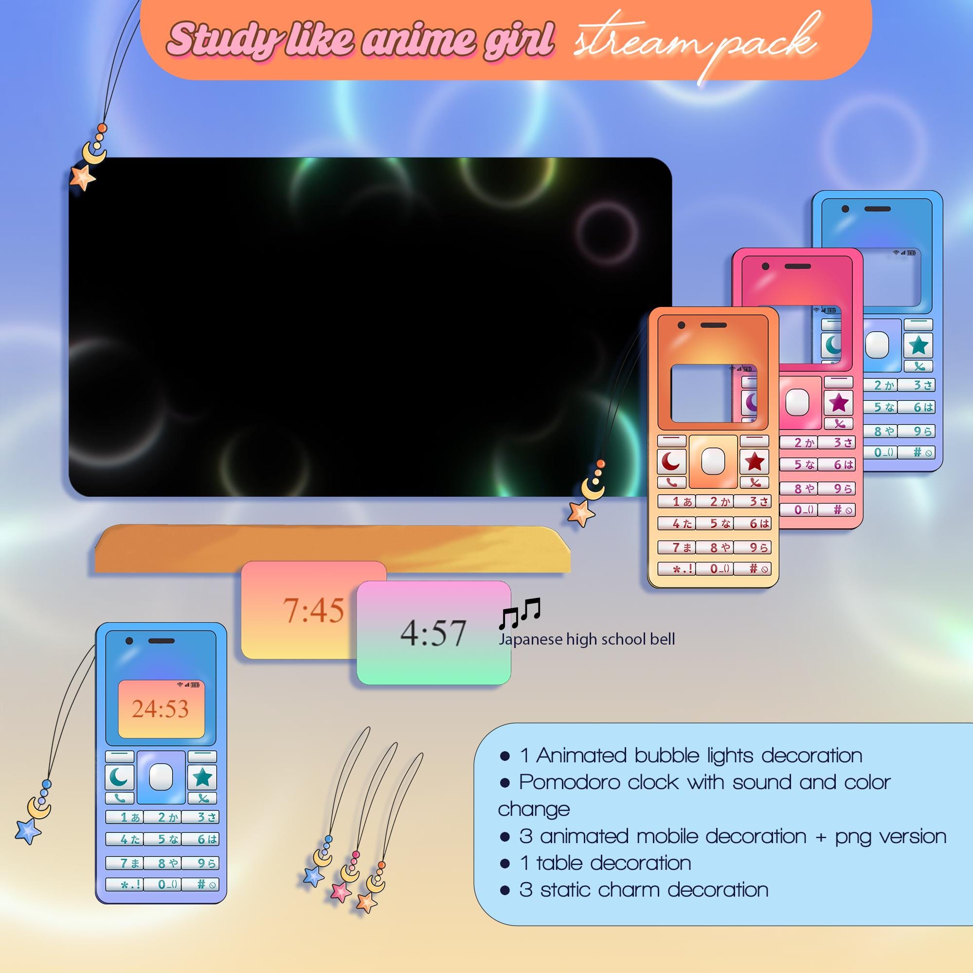 Study Like Anime Girl Overlay Stream Pack, Pomodoro Clock, Shojo Manga ...
